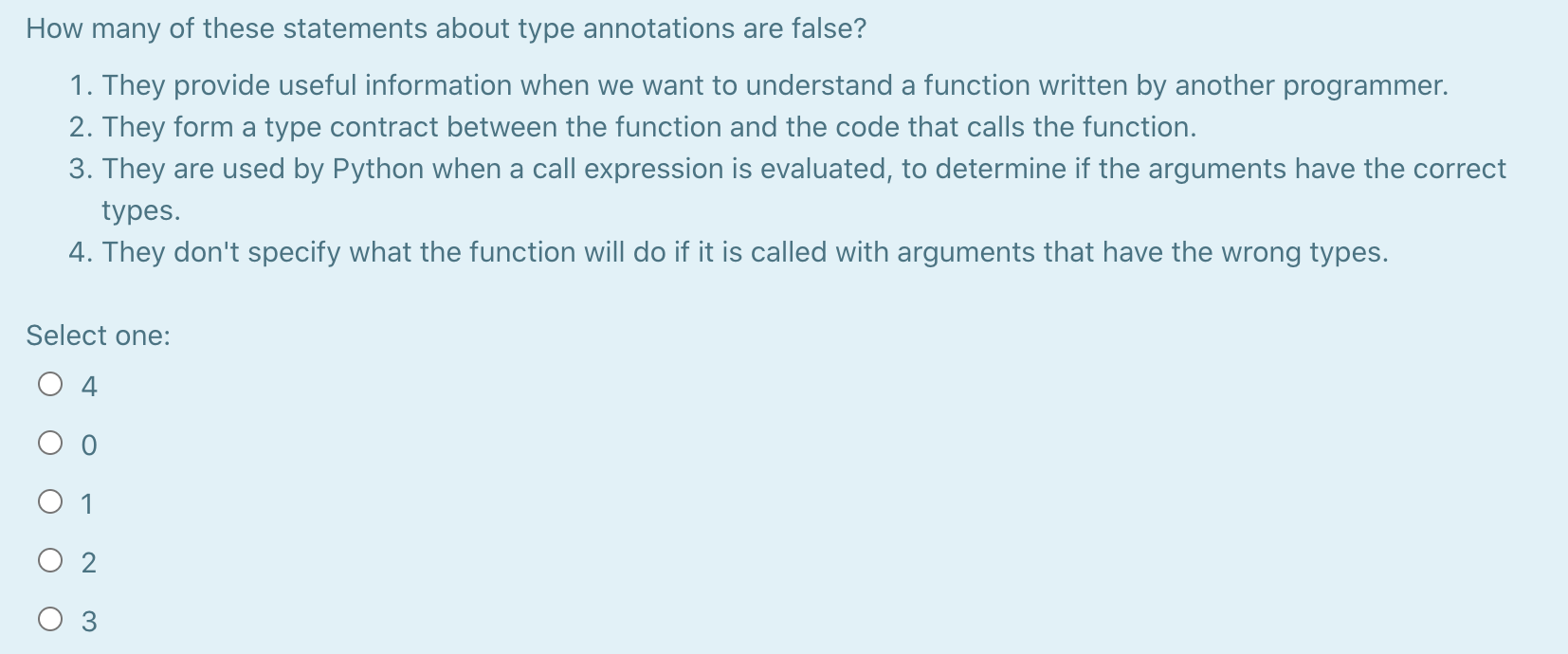 Solved How many of these statements about type annotations | Chegg.com
