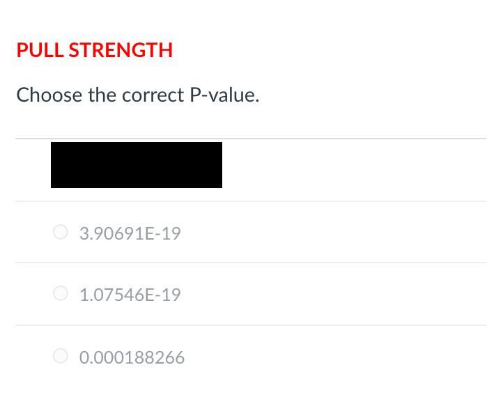 Solved Use the information below to answer the PULL STRENGTH | Chegg.com