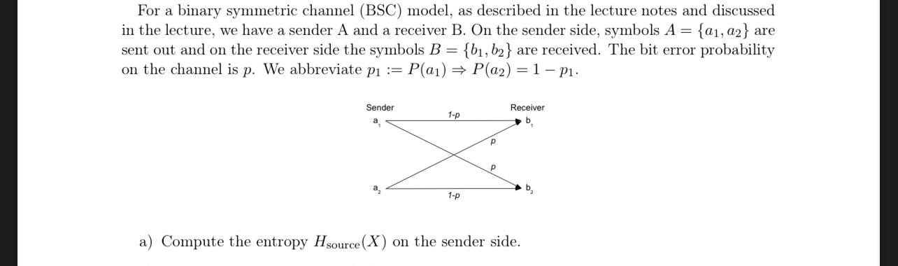 For a binary symmetric channel (BSC) model, as | Chegg.com