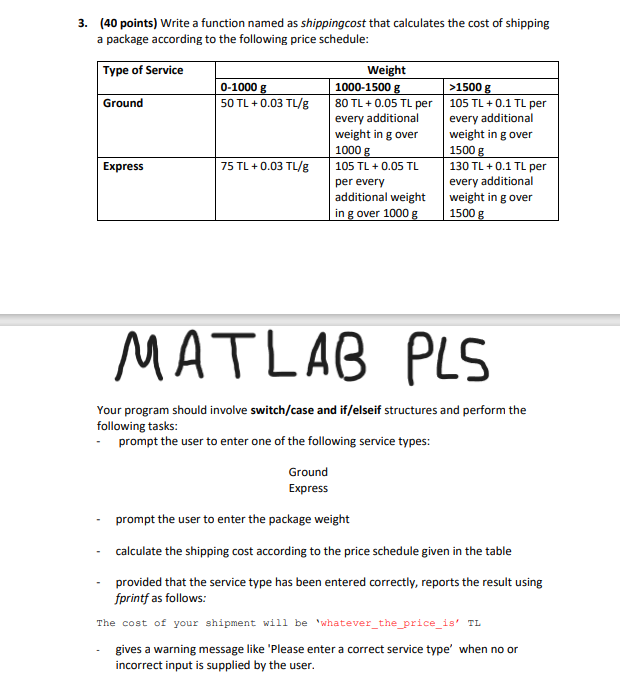 Solved Your program should involve switch/case and if/elseif | Chegg.com