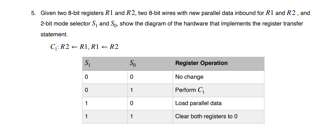 Solved 5. Given two 8-bit registers R1 and R2, two 8-bit | Chegg.com