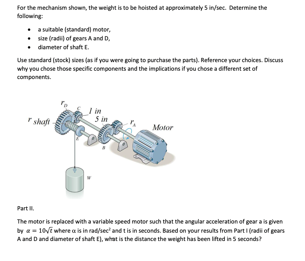 Solved For the mechanism shown, the weight is to be hoisted | Chegg.com