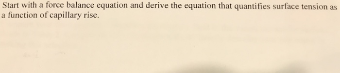 Solved Start with a force balance equation and derive the | Chegg.com
