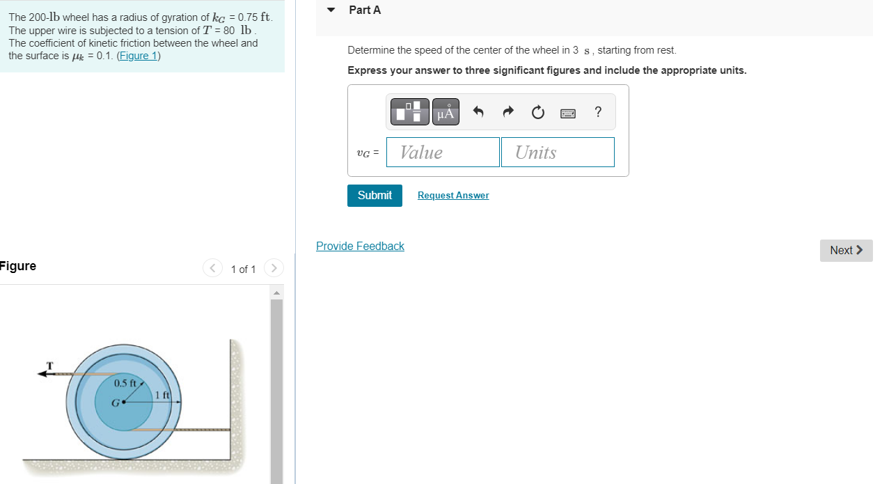 Solved The 200-lb wheel has a radius of gyration of | Chegg.com