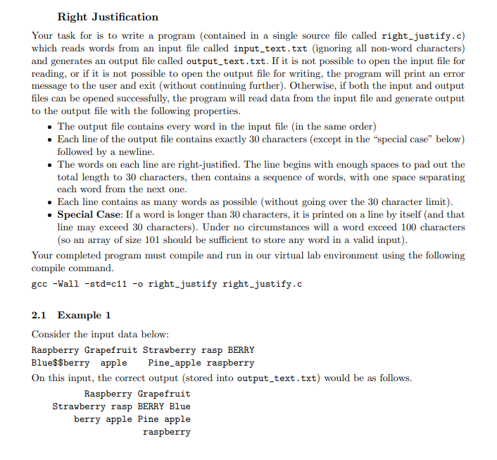 Right Justification Your task for is to write a | Chegg.com
