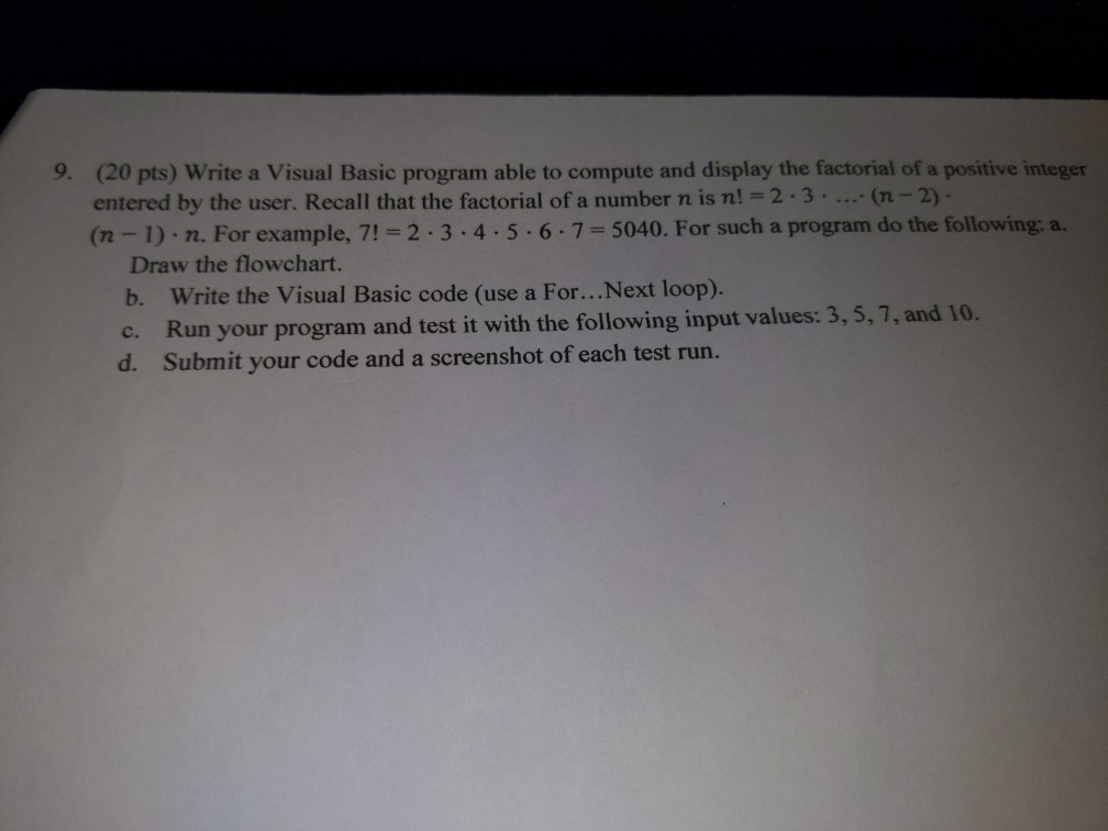 Solved 9. (20 pts) Write a Visual Basic program able to | Chegg.com
