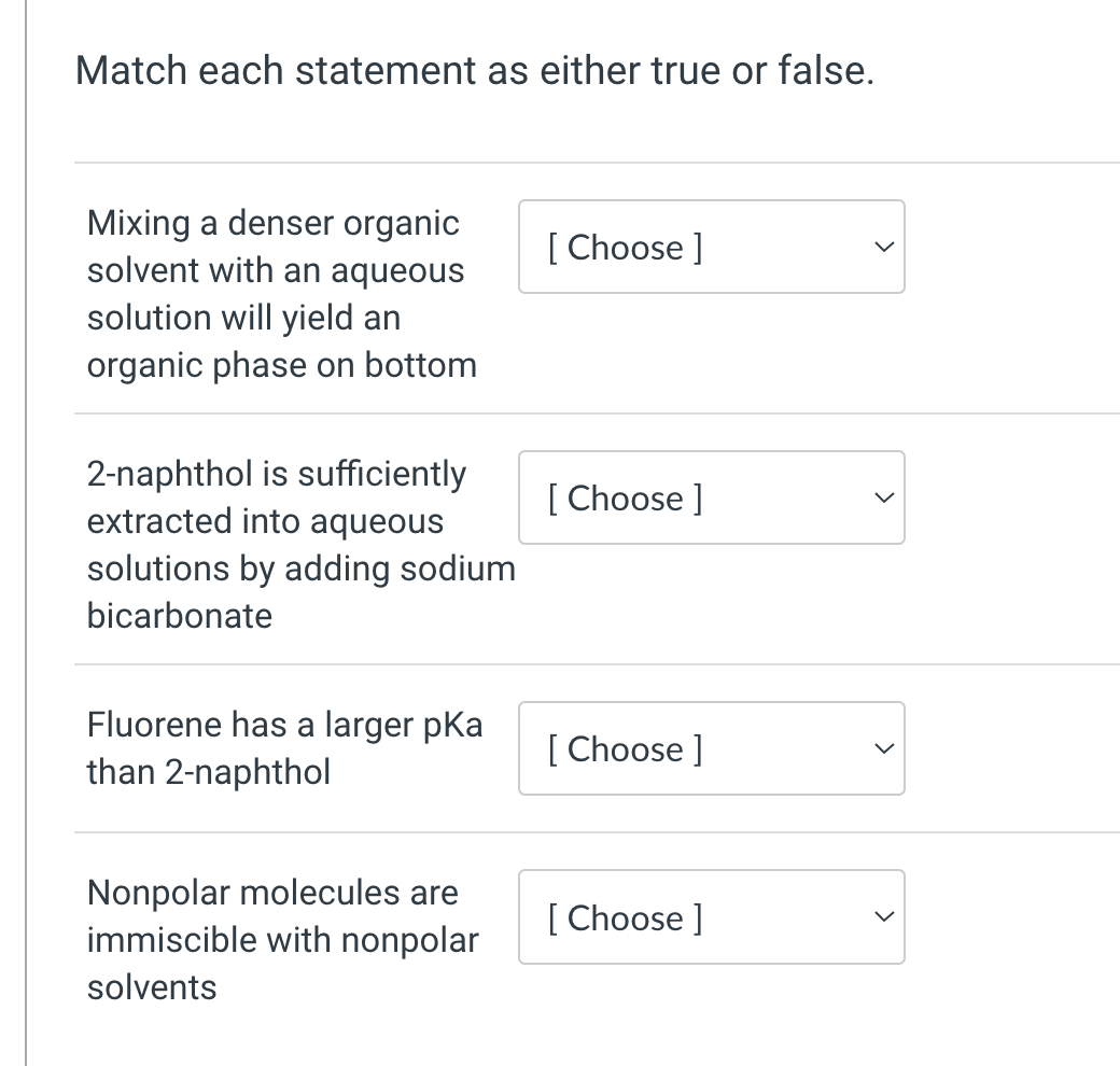 Solved Match each statement as either true or false. Mixing | Chegg.com