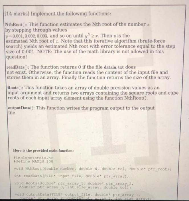 Solved [14 marks) Implement the following functions: | Chegg.com