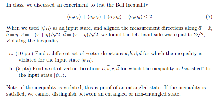In class, we discussed an experiment to test the Bell | Chegg.com