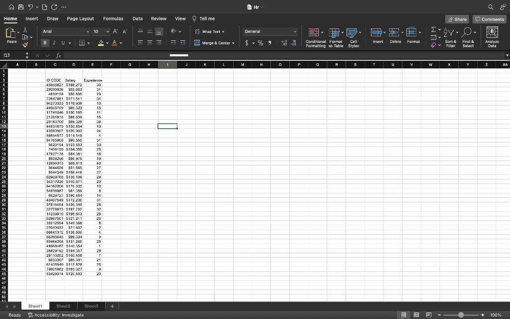 Solved .The file named HR.xlsx gives employee ID codes, | Chegg.com