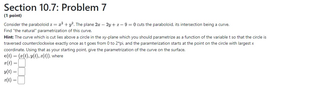 Solved Section 10.7: Problem 7(1 ﻿point)Consider the | Chegg.com