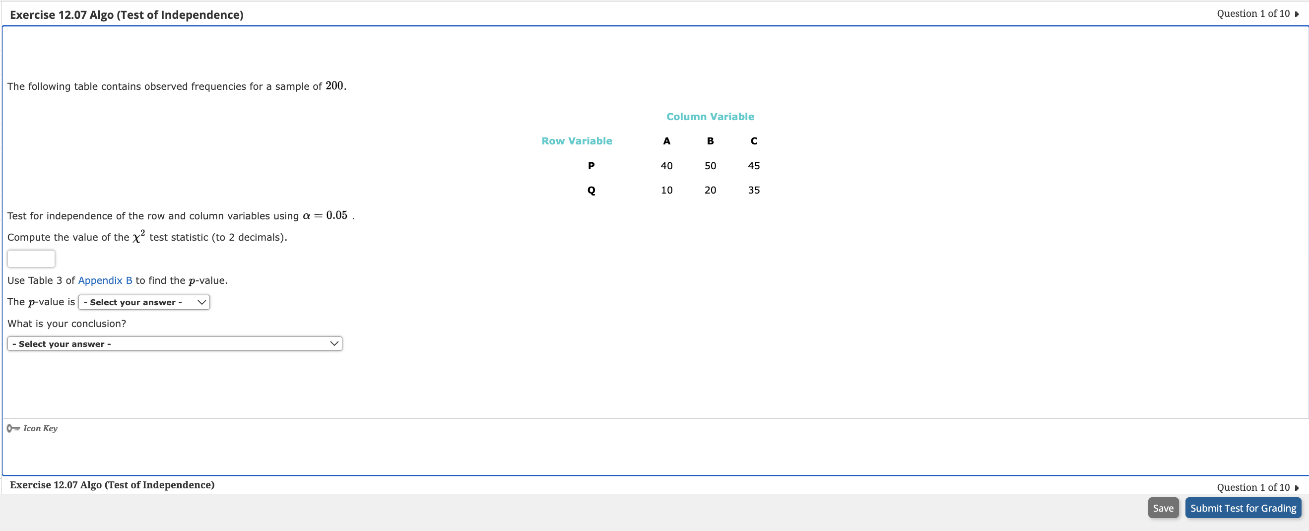 Solved Exercise 12.07 Algo (Test of Independence) The | Chegg.com