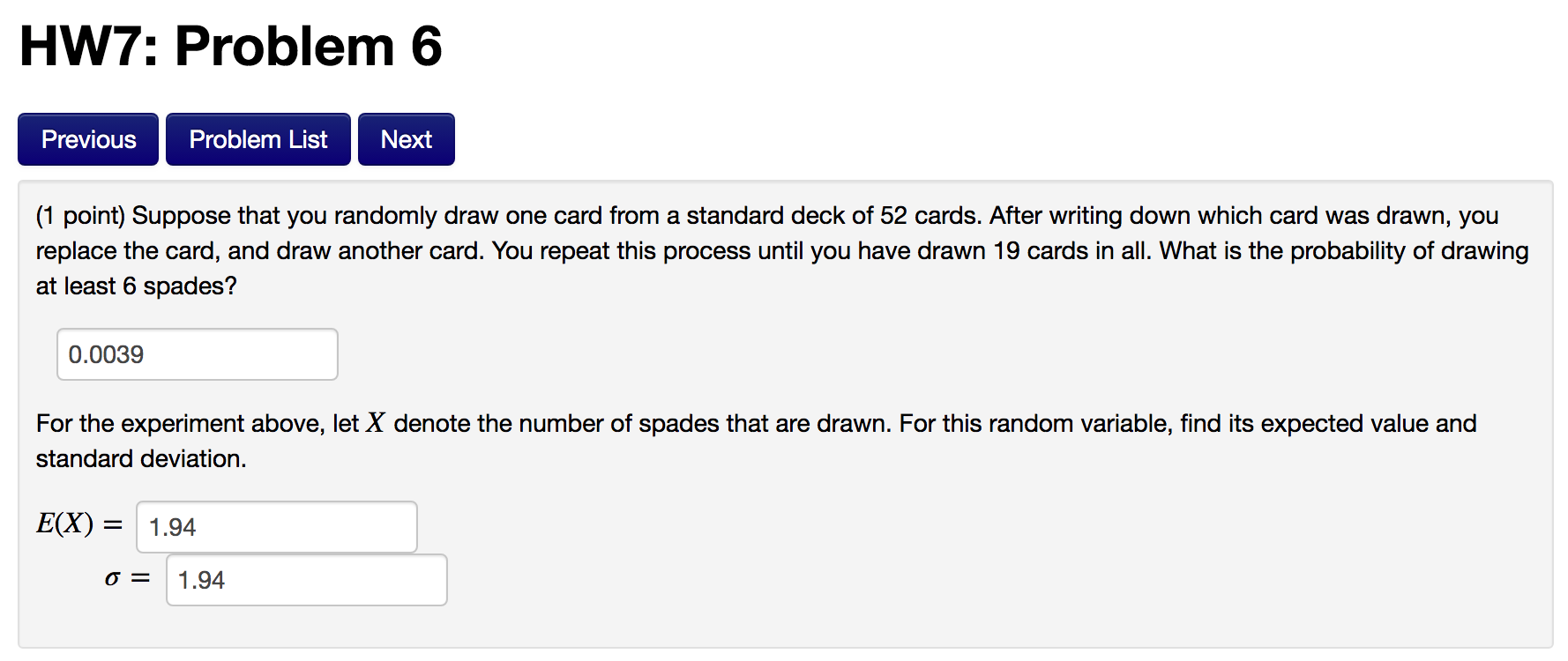 Solved HW7: Problem 6 Previous Problem List Next (1 point) | Chegg.com