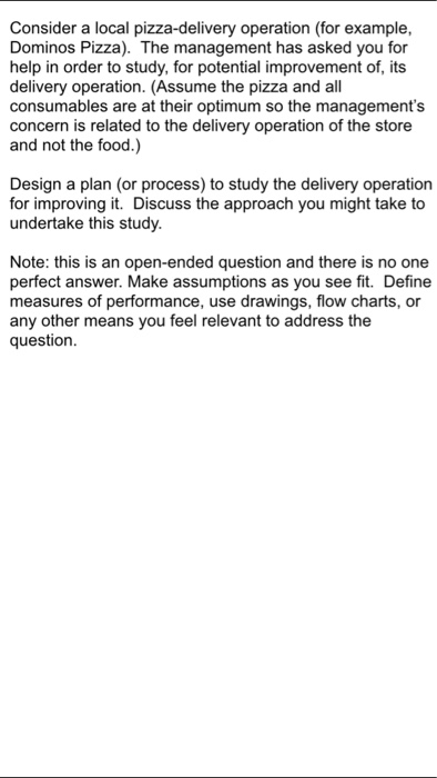 Solved Consider a local pizza-delivery operation (for | Chegg.com