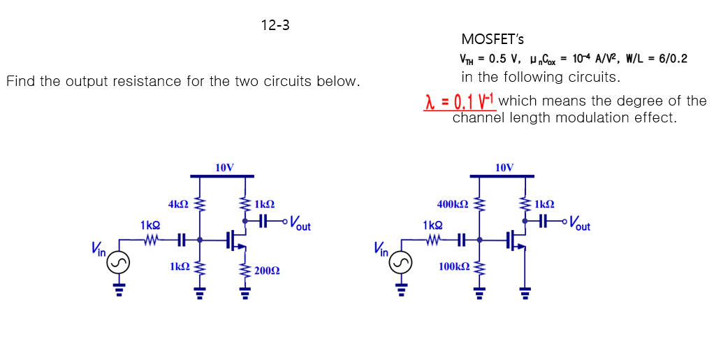 Solved MOSFET'S Find the output resistance for the two | Chegg.com