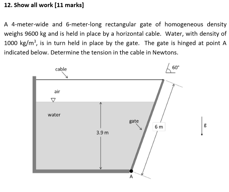Solved 12. Show all work [11 marks] A 4-meter-wide and | Chegg.com