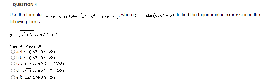 Solved Use the trigonometric substitution to select the | Chegg.com