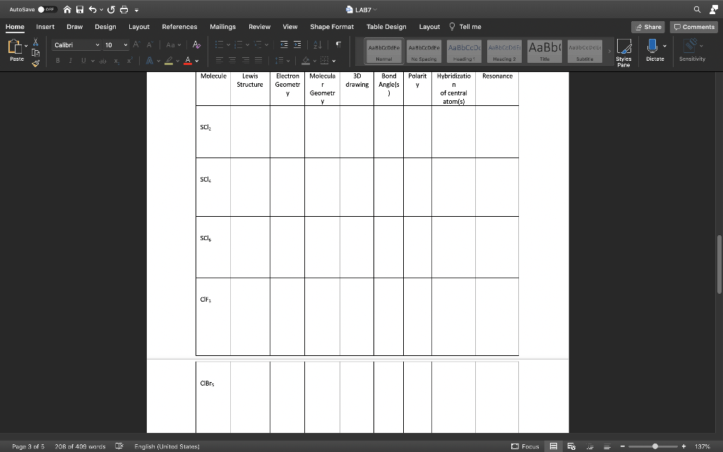 Solved AutoSave OFF LAB7 Home Insert Draw Design Layout | Chegg.com