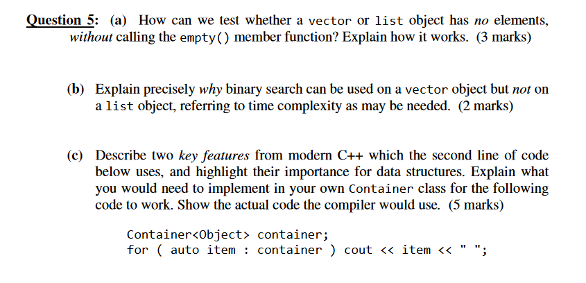 Solved Question 5: (a) How can we test whether a vector or | Chegg.com