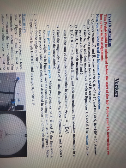 Vectors Prelab Questions This Prelab Should Be