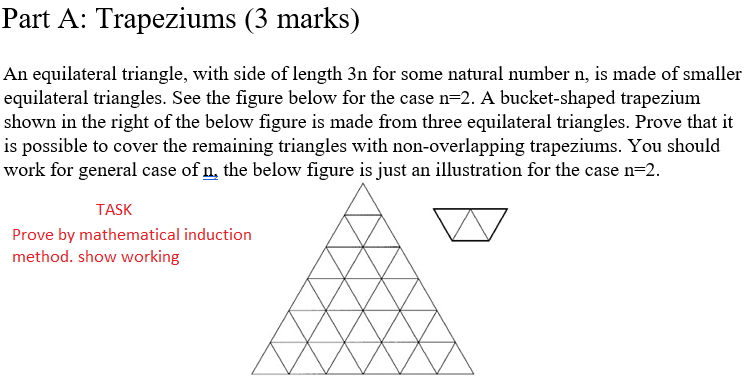 Solved Part A: Trapeziums (3 marks) An equilateral triangle, | Chegg.com