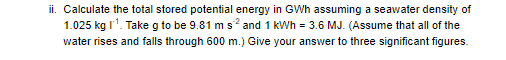 Solved ii. Calculate the total stored potential energy in | Chegg.com