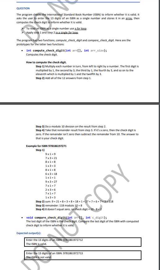 Solved The program checks the Intemational Standard Book | Chegg.com