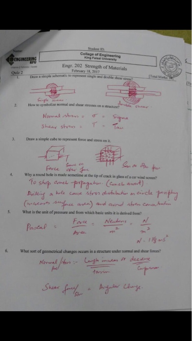Solved Engineering Kfu Engr 202 Strength Of Materials Iz 2