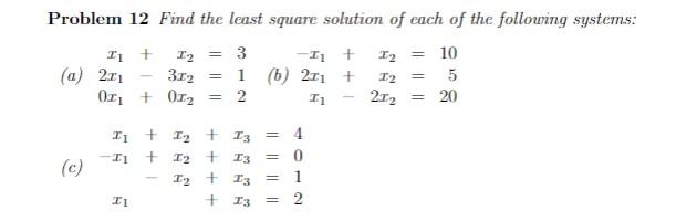 Solved Problem 12 Find the least square solution of each of | Chegg.com
