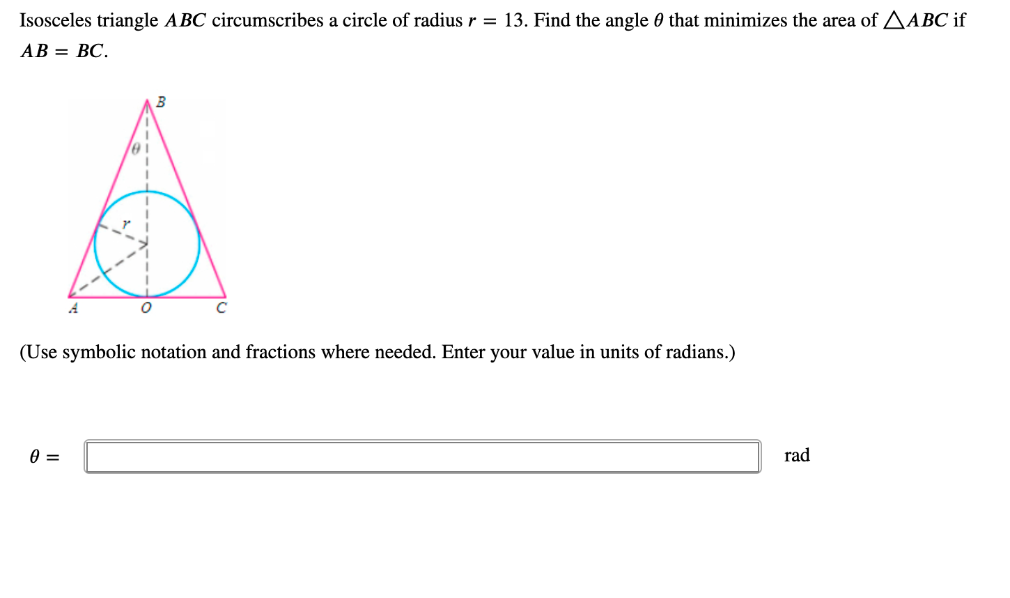 Solved Isosceles triangle ABC circumscribes a circle of | Chegg.com