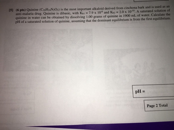 Solved Quinine (C_20H_24N_2O_2) is the most important | Chegg.com