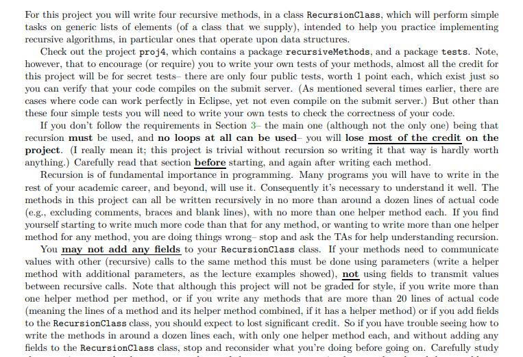 Solved For this project you will write four recursive | Chegg.com