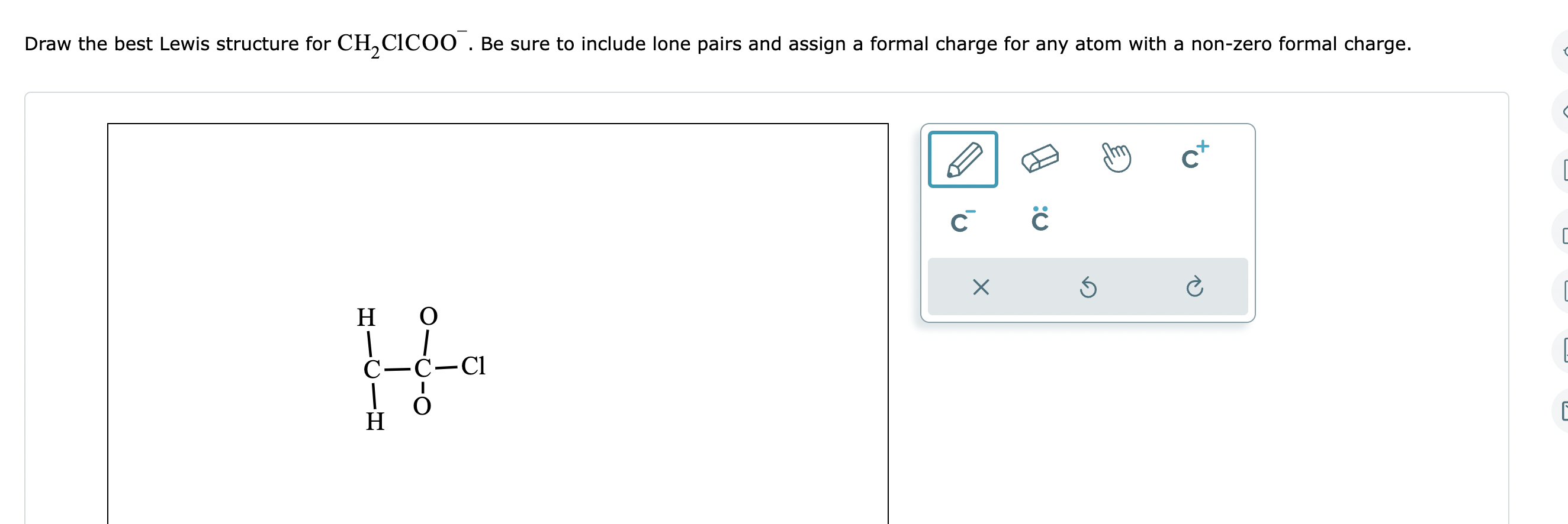 Solved Draw the best Lewis structure for CH CICOO . Be sure | Chegg.com