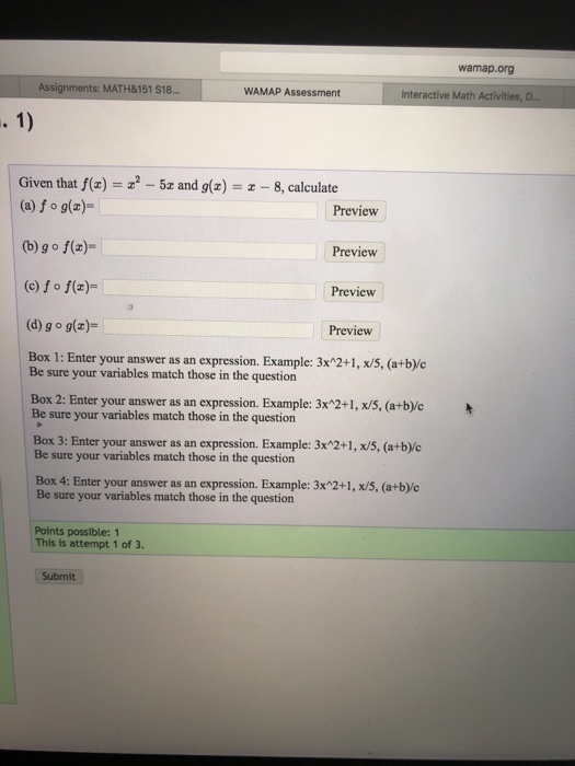 Solved wamap.org s: MATH&151 $18. WAMAP Assessment | Chegg.com