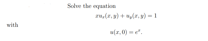 Solved Solve the equation xuz(x, y) + Uy(x, y) = 1 with | Chegg.com