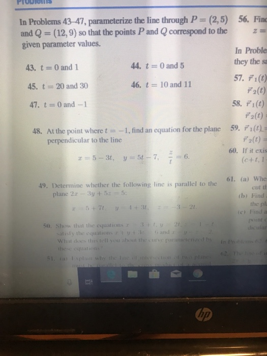 Solved In Problems 43-47, parameterize the line through P- | Chegg.com