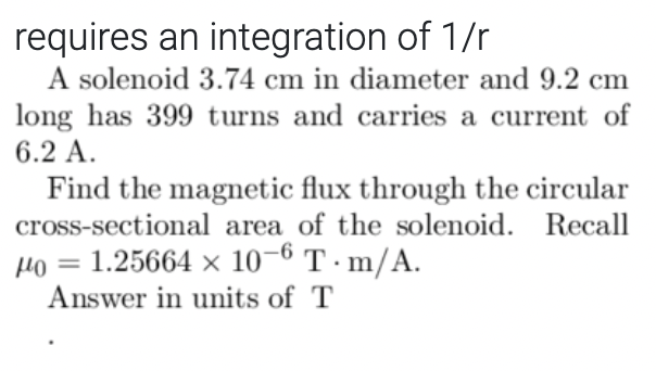 Solved requires an integration of 1/r A solenoid 3.74 cm in | Chegg.com