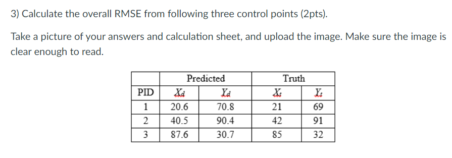 Solved 3) Calculate the overall RMSE from following three | Chegg.com