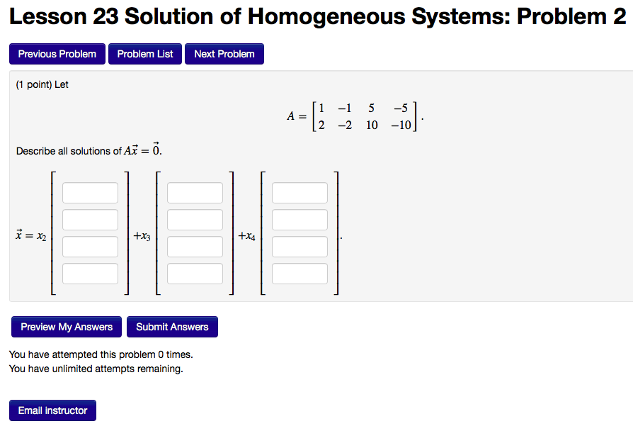 Solved Lesson 23 Solution of Homogeneous Systems: Problem 2 | Chegg.com