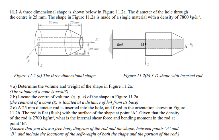 Solved 11.2 A three dimensional shape is shown below in | Chegg.com