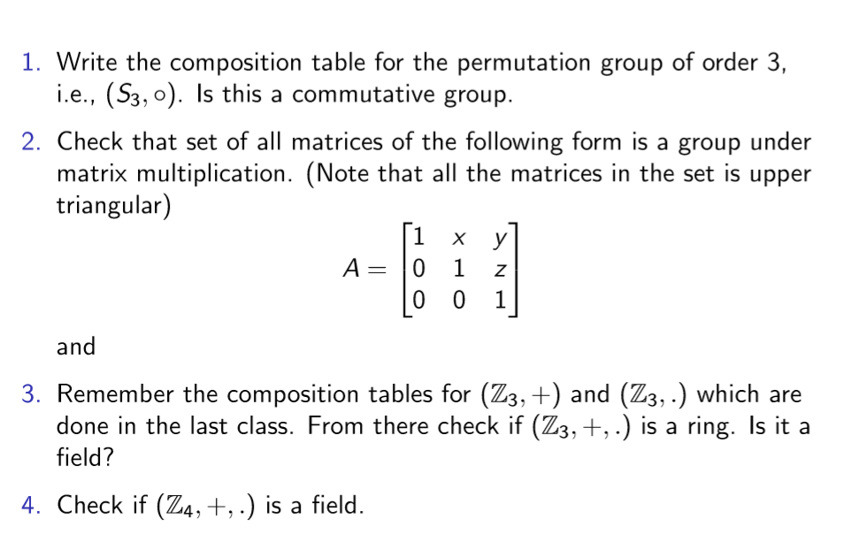 Solved 1. Write the composition table for the permutation | Chegg.com