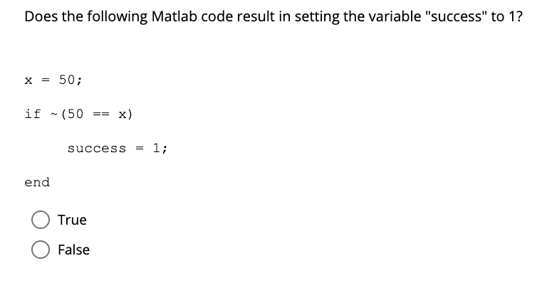 Solved Does The Following Matlab Code Result In Setting The 3768