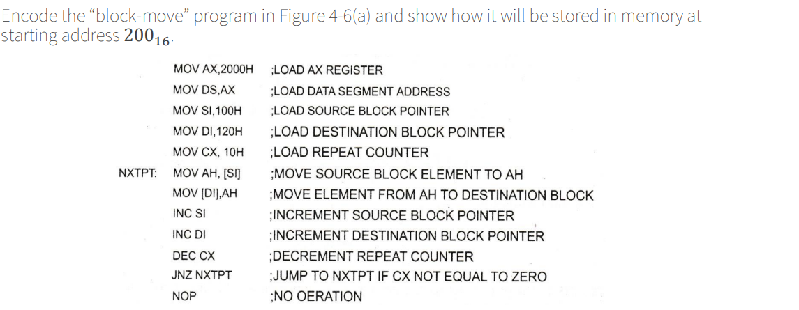 Solved ncode the "block-move" program in Figure 4-6(a) and | Chegg.com