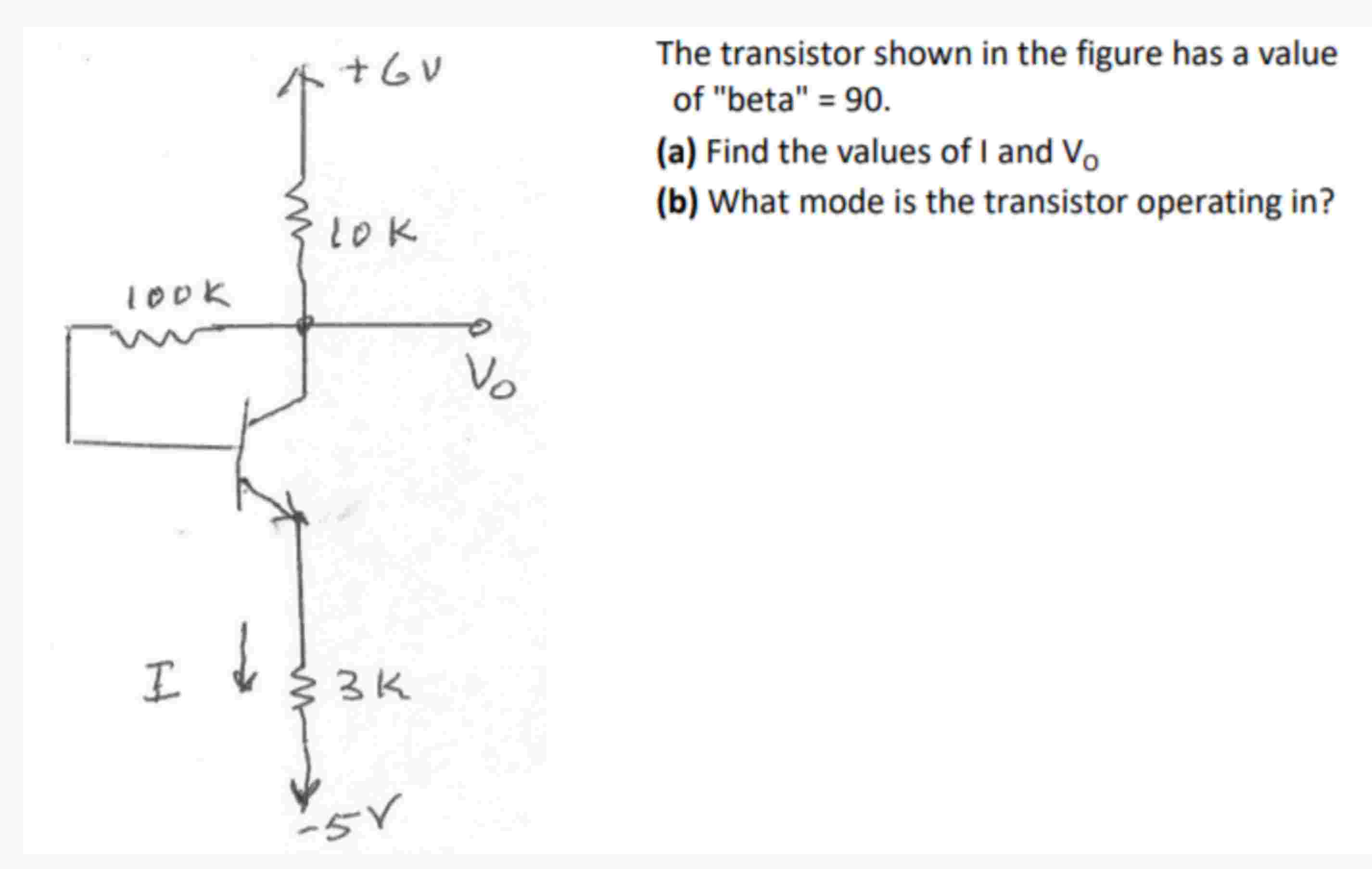 Solved The transistor shown in the figure has a value of | Chegg.com