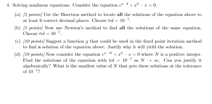 Solved 4. Solving nonlinear equations. Consider the | Chegg.com