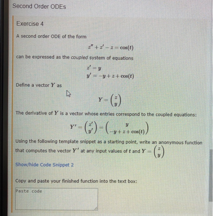 Solved Second Order ODEs Exercise 4 A second order ODE of | Chegg.com