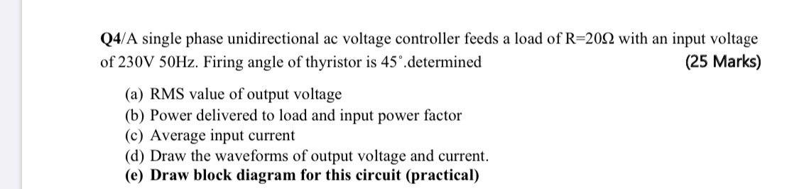 Solved Q4/A single phase unidirectional ac voltage | Chegg.com
