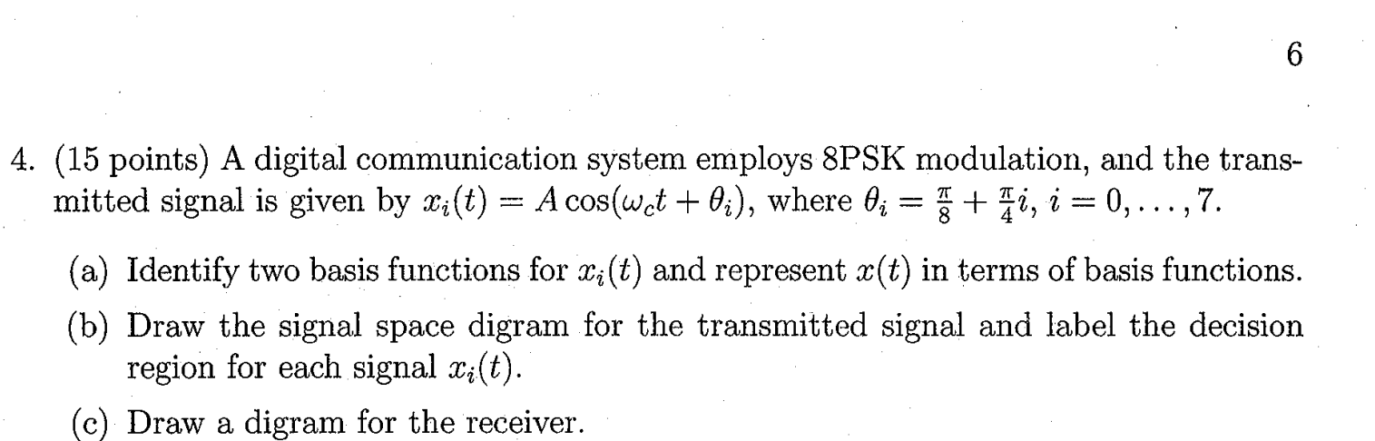 Solved 6 7 8 1 4. (15 points) A digital communication system | Chegg.com
