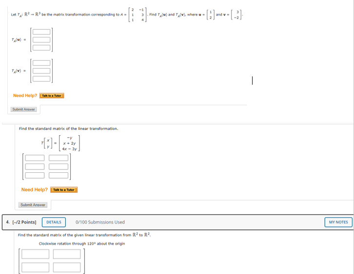 Solved Let TAR? - Rº be the matrix transformation | Chegg.com