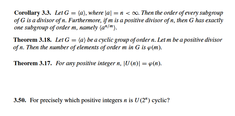 Solved Corollary 3.3. Let G = (a), where |a= n